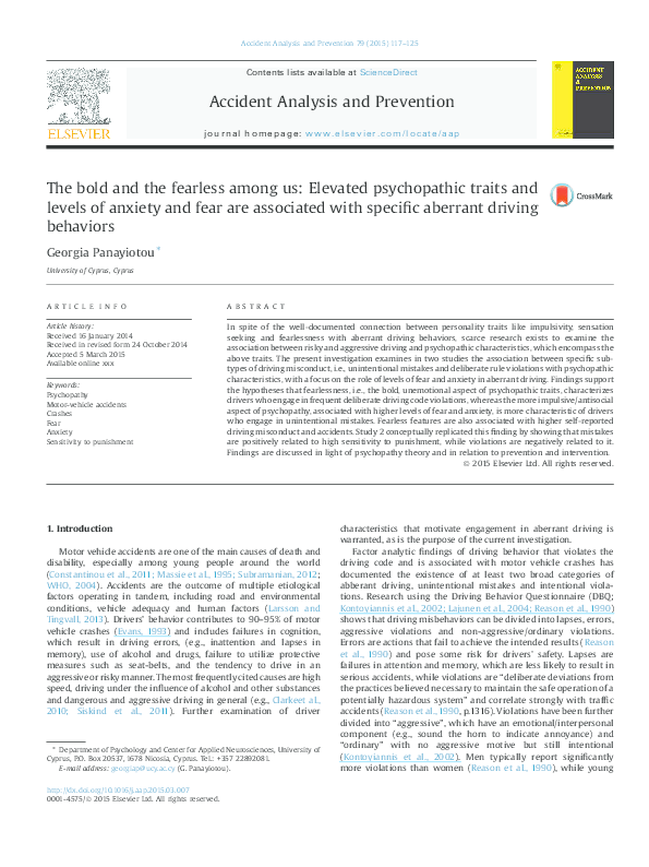 (PDF) The bold and the fearless among us: Elevated psychopathic traits ...