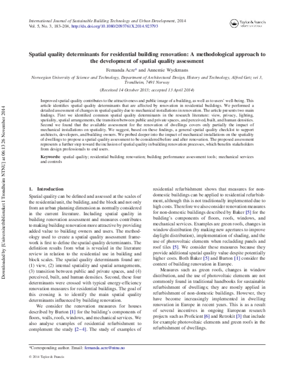 (PDF) Spatial quality determinants for residential building renovation ...