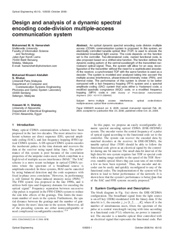 (PDF) Design and analysis of a dynamic spectral encoding code-division multiple-access ...
