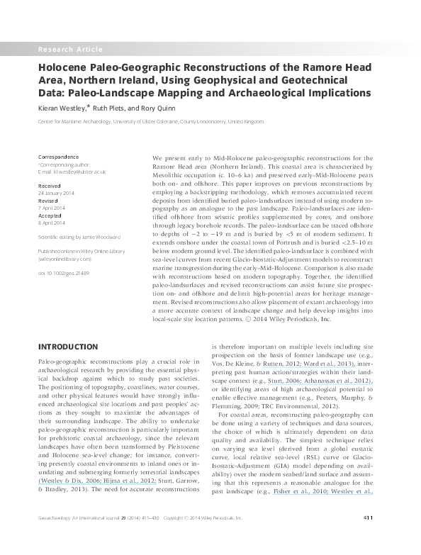 (PDF) Holocene Paleo-Geographic Reconstructions of the Ramore Head Area ...