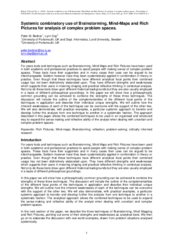 (PDF) Systemic combinatory use of Brainstorming, Mind-Maps and Rich ...