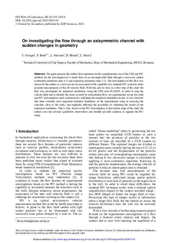 (PDF) On investigating the flow through an axisymmetric channel with sudden changes in geometry