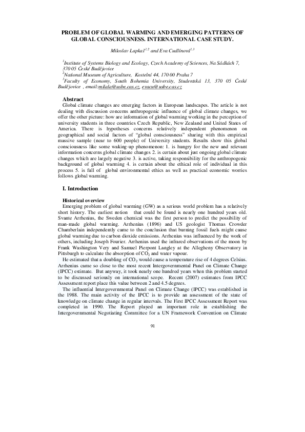 (PDF) PROBLEM OF GLOBAL WARMING AND EMERGING PATTERNS OF GLOBAL ...