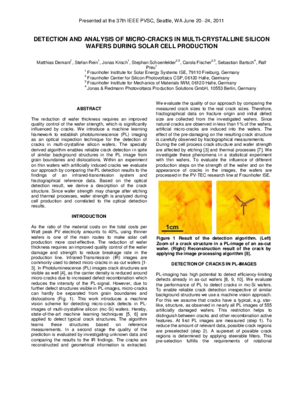 (PDF) Detection and analysis of micro-cracks in multi-crystalline ...