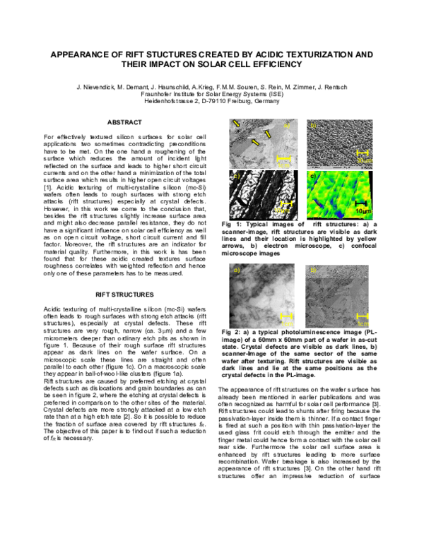 (PDF) Appearance of rift structures created by acidic texturization and ...