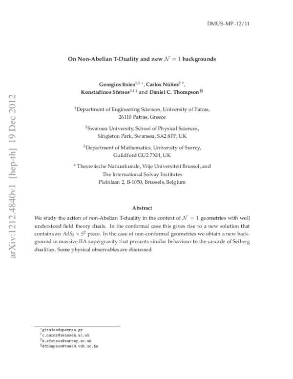 (PDF) On non-Abelian T-duality and new backgrounds