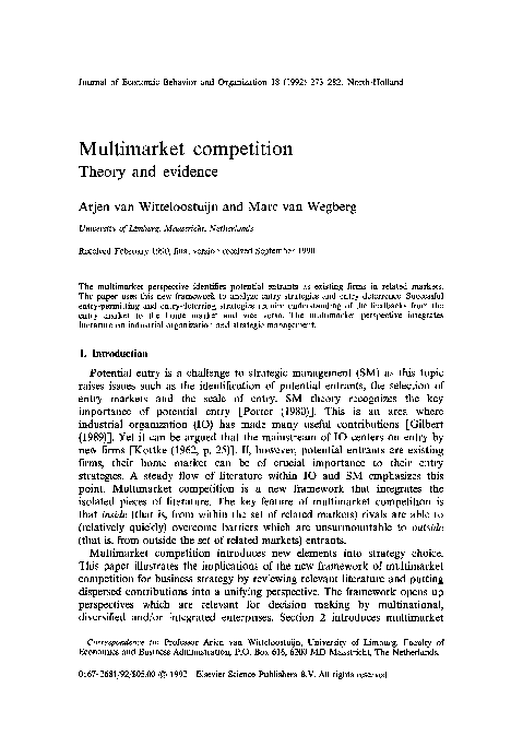 (PDF) Multimarket competition