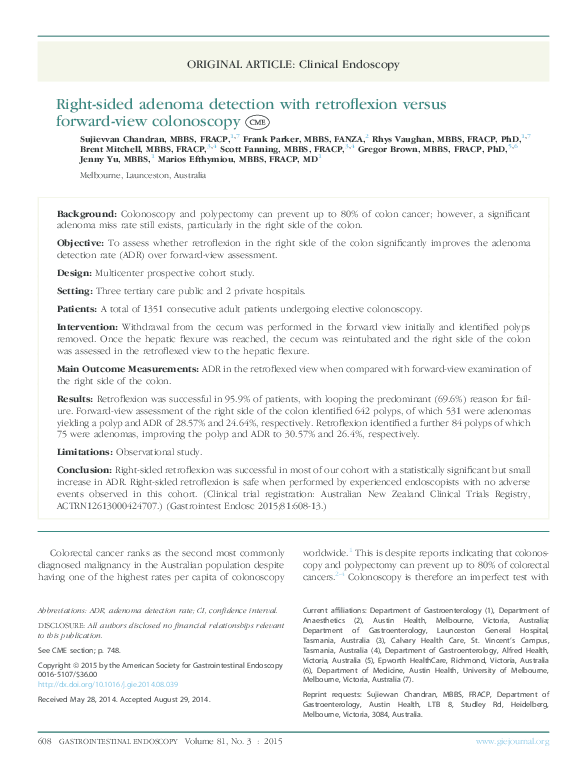 (PDF) Right-sided adenoma detection with retroflexion versus forward ...