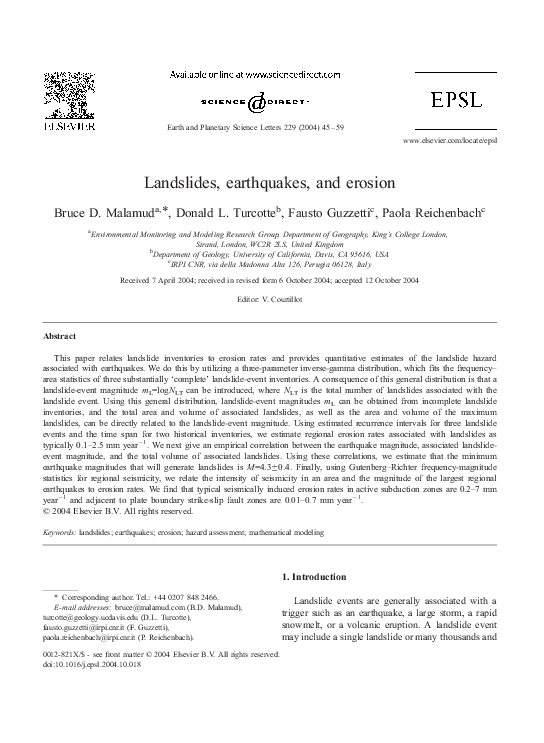 (PDF) Landslides and earthquakes