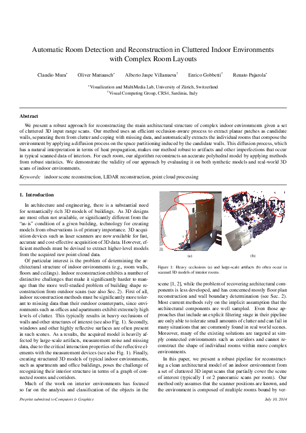 Pdf Automatic Room Detection And Reconstruction In Cluttered Indoor