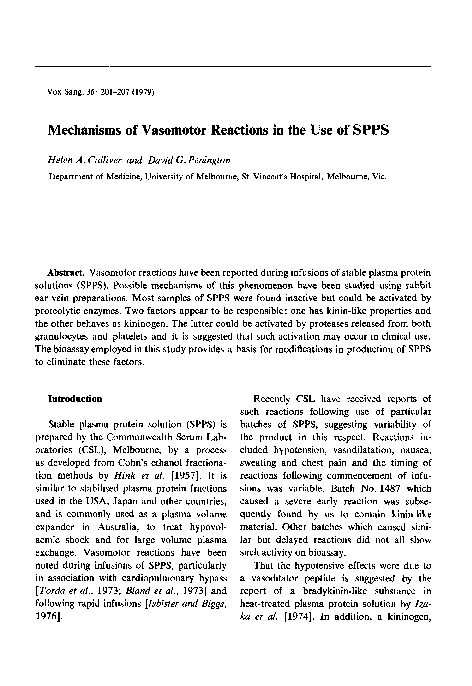 (PDF) Mechanisms of Vasomotor Reactions in the Use of SPPS