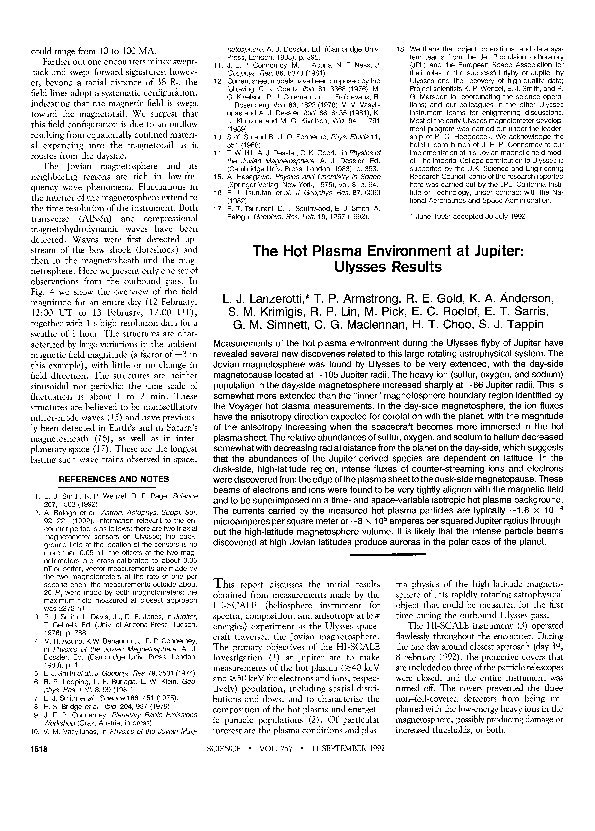 (PDF) The Hot Plasma Environment at Jupiter: Ulysses Results