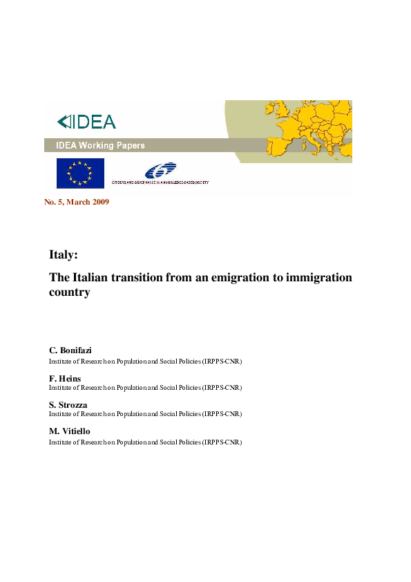(PDF) Italy: The Italian transition from an emigration to immigration ...