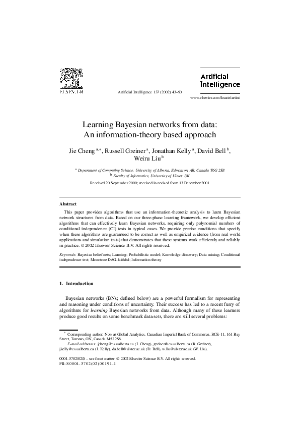 Pdf Learning Bayesian Networks From Data An Information Theory Based