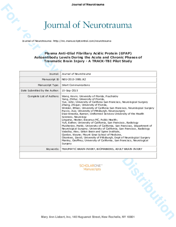 (PDF) Plasma Anti-Glial Fibrillary Acidic Protein (GFAP) Autoantibody ...