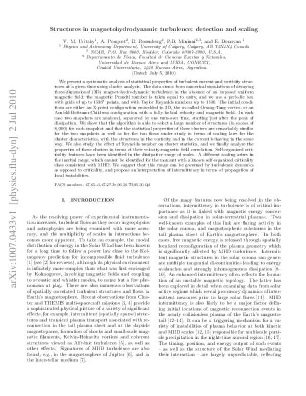 Structures in magnetohydrodynamic turbulence: Detection and scaling