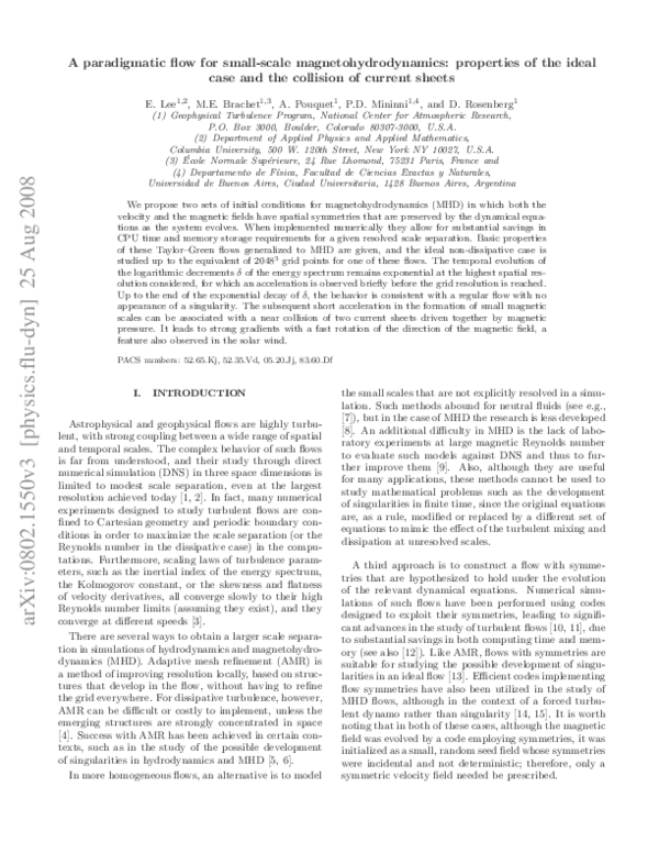 (PDF) Paradigmatic flow for small-scale magnetohydrodynamics ...