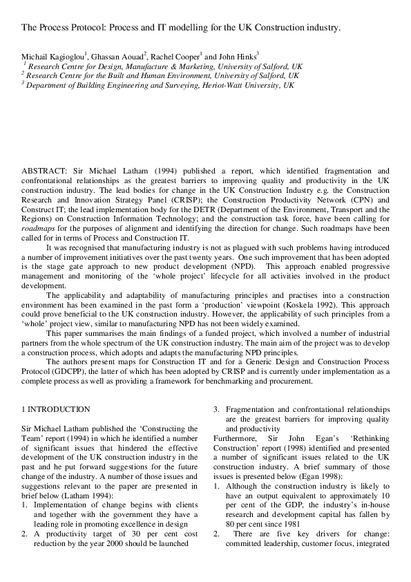 (PDF) The Process Protocol: Process and IT Modelling for the UK ...