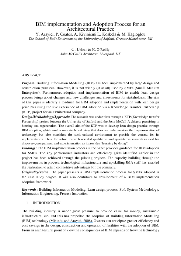 (PDF) BIM implementation and adoption process for an architectural practice