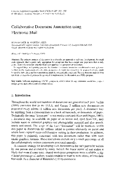 (PDF) Collaborative document annotation using electronic mail | Martin Beer - Academia.edu