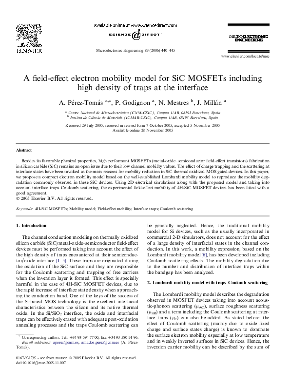 (PDF) A field-effect electron mobility model for SiC MOSFETs including ...