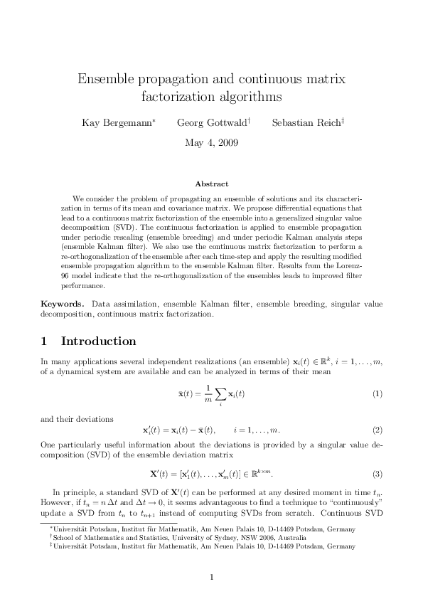 (PDF) Ensemble propagation and continuous matrix factorization algorithms