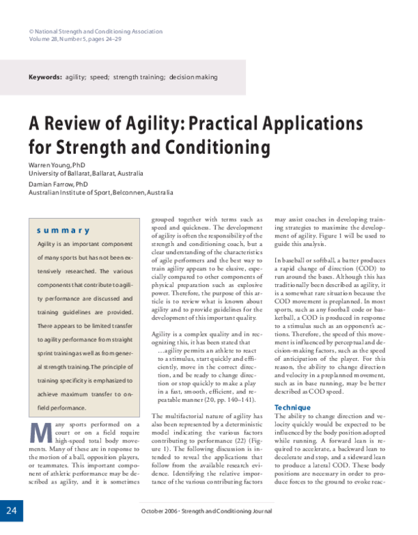 (PDF) A Review of Agility: Practical Applications for Strength and ...