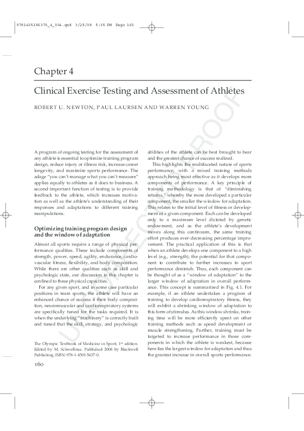 (PDF) Clinical Exercise Testing and Assessment of Athletes