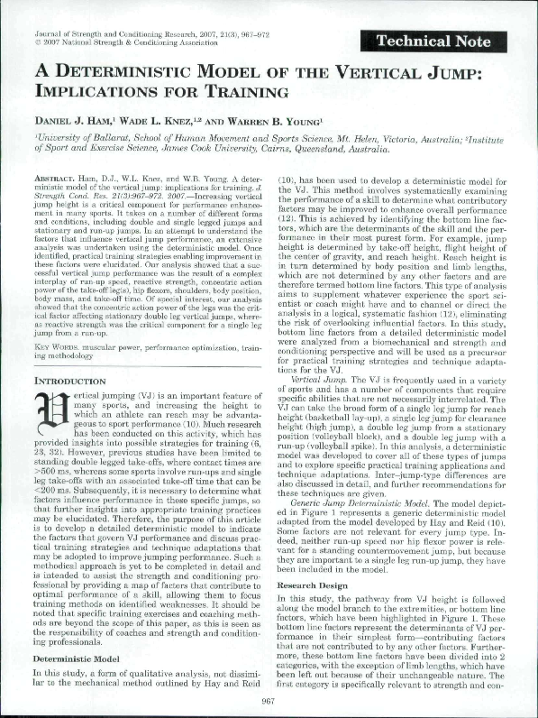 (PDF) A Deterministic Model of the Vertical Jump: Implications for Training