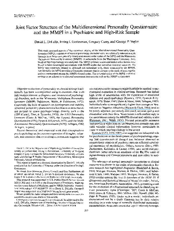 (PDF) Joint factor structure of the Multidimensional Personality ...