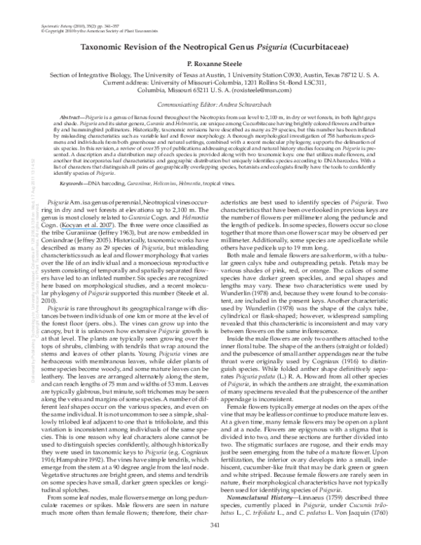 (PDF) Taxonomic Revision of the Neotropical Genus Psiguria (Cucurbitaceae)