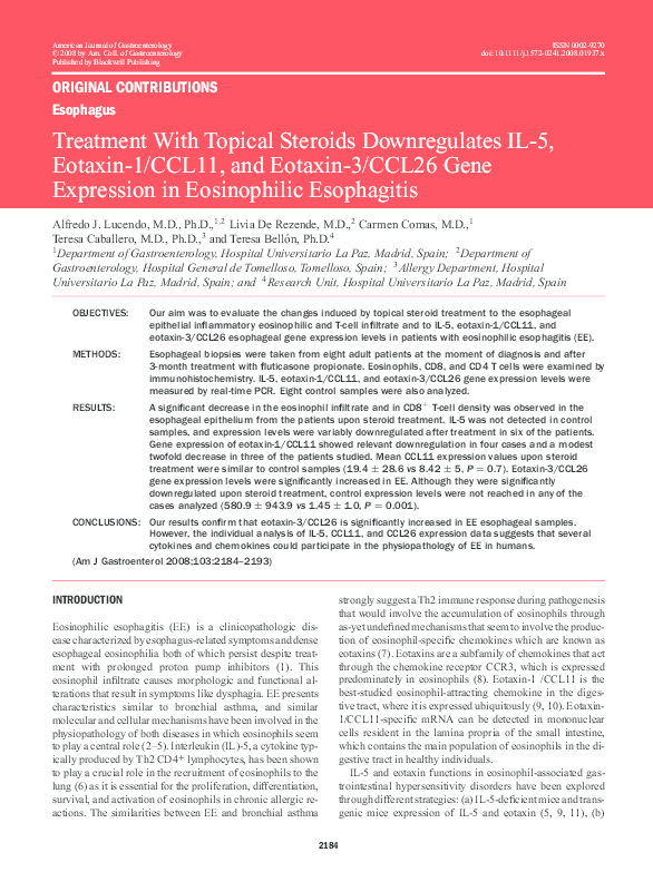 (PDF) Treatment with topical steroids downregulates IL-5, eotaxin-1 ...