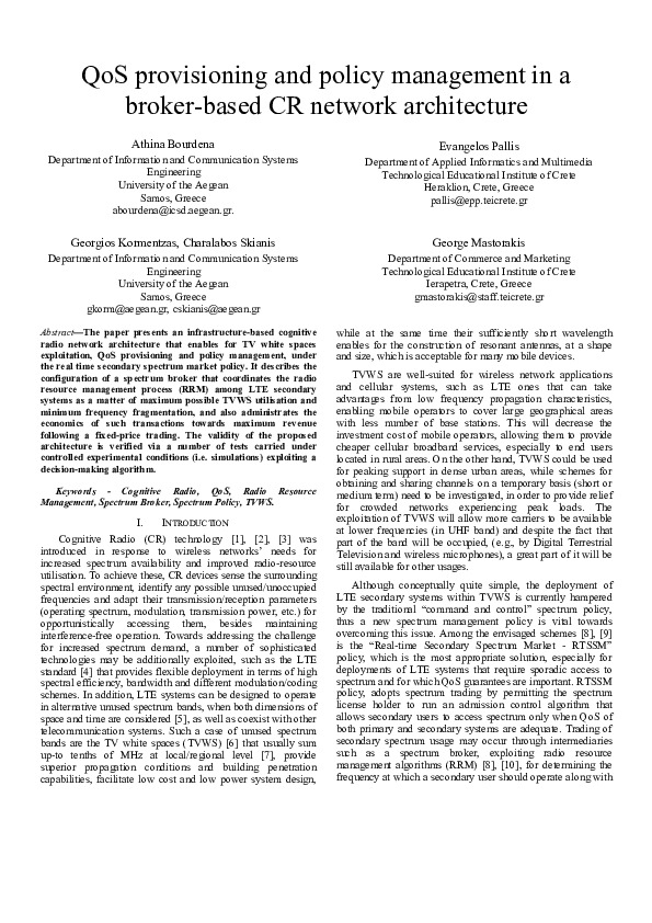 (PDF) QoS and Policy Management in CR Networks