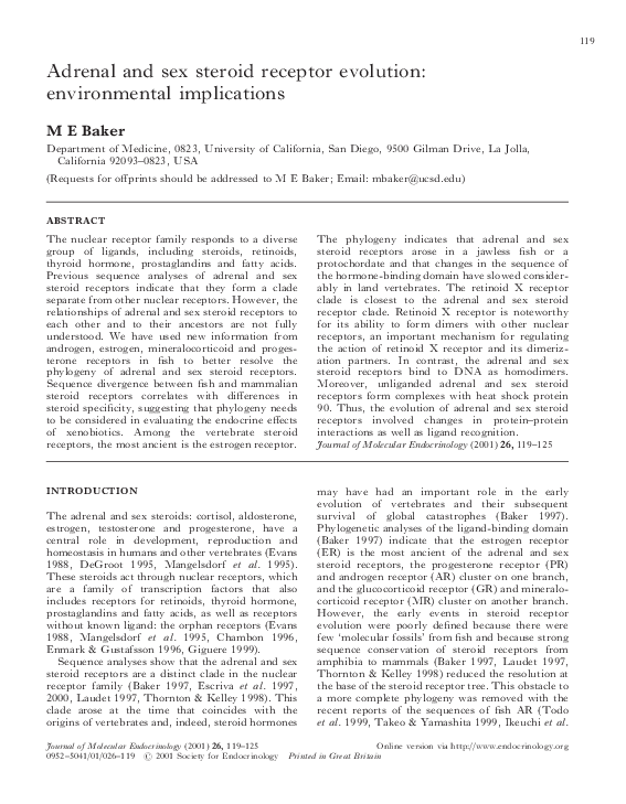 Pdf Adrenal And Sex Steroid Receptor Evolution Environmental