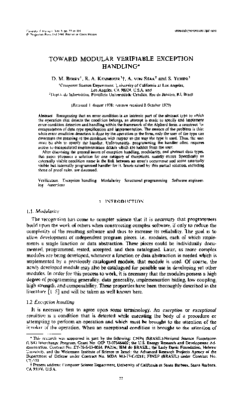 (PDF) Modular Verifiable Exception Handling in Alphard Forms
