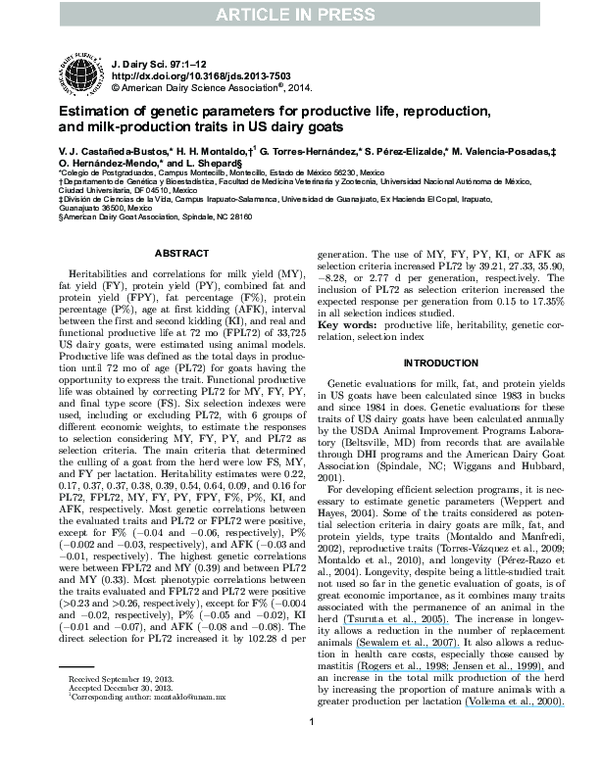 (PDF) Estimation of genetic parameters for longevity traits in dairy cattle: A review with focus ...