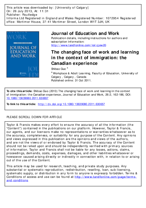 (PDF) The changing face of work and learning in the context of ...