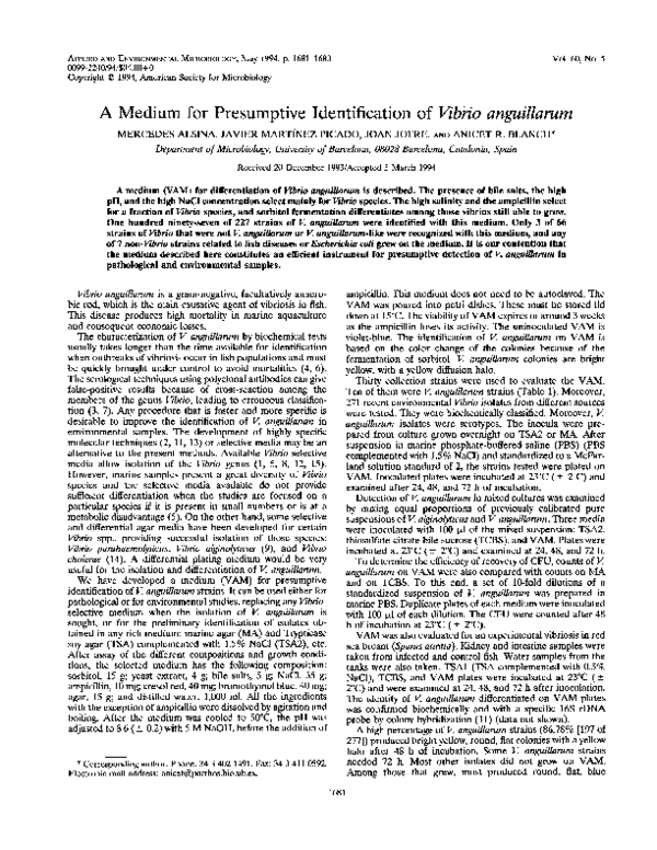(PDF) A medium for presumptive identification of Vibrio anguillarum