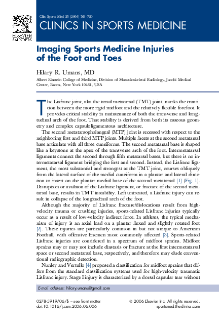 (PDF) Imaging Sports Medicine Injuries of the Foot and Toes