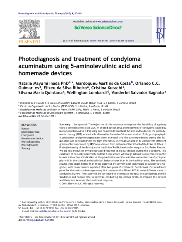 (PDF) Photodiagnosis and treatment of condyloma acuminatum using 5 ...