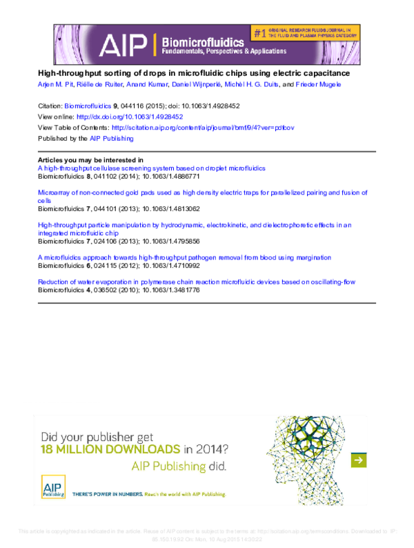 (PDF) Efficient Drop Sorting in Microfluidics