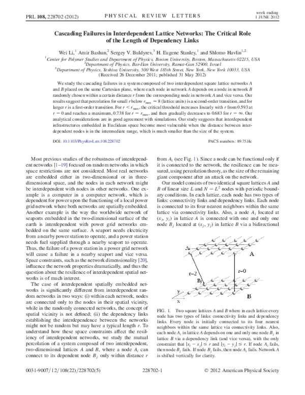 (PDF) Cascading failures in interdependent lattice networks: from first order to second order ...