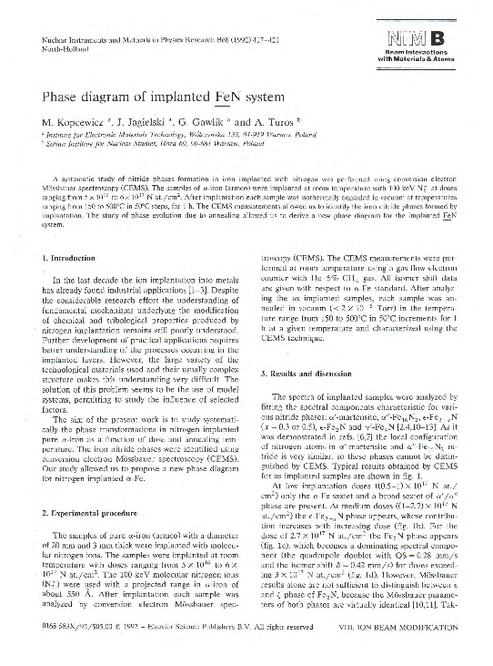 (PDF) Phase diagram of implanted FeN system