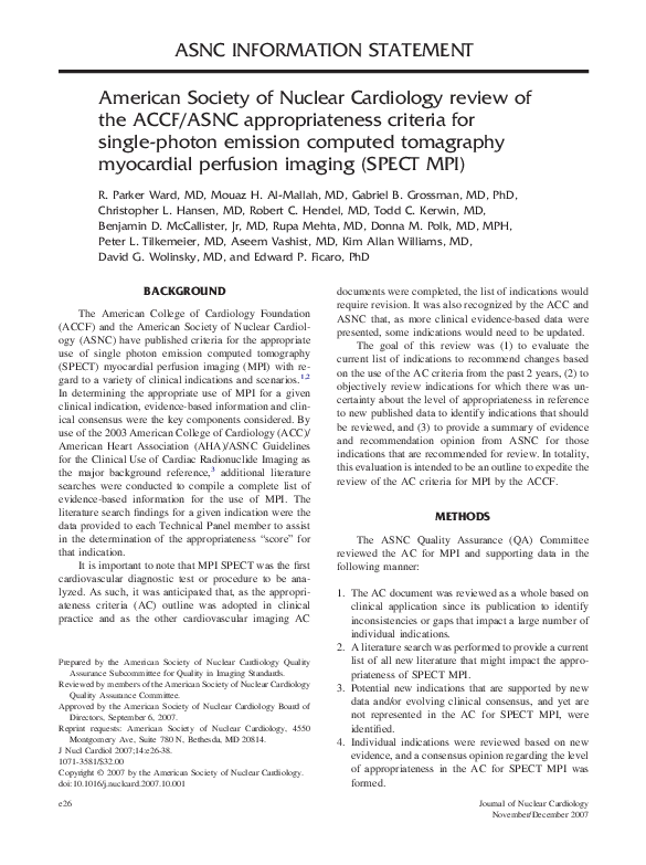 (PDF) American Society of Nuclear Cardiology review of the ACCF/ASNC ...