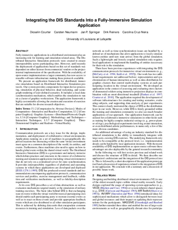 (PDF) Integrating the DIS Standards into a Fully-Immersive Simulation ...