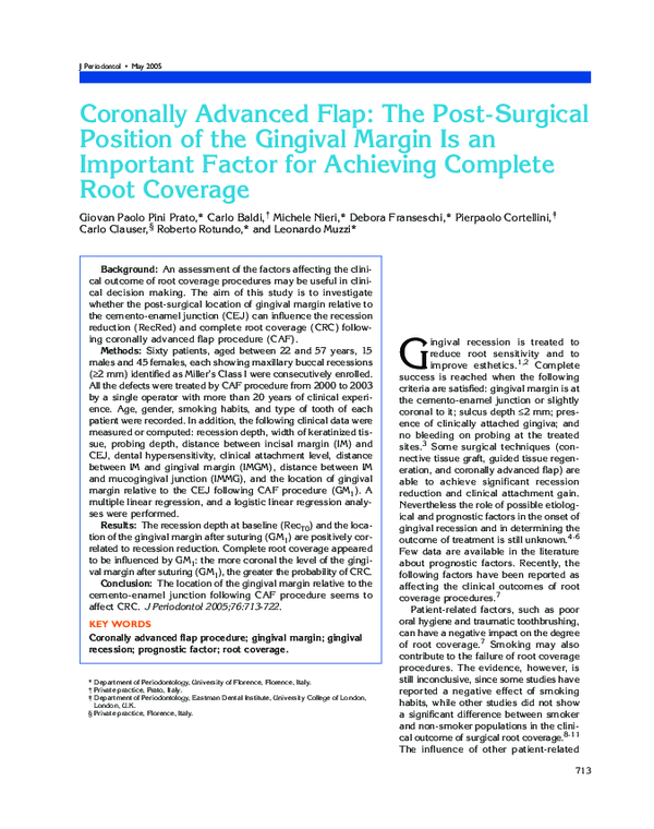 (PDF) Coronally Advanced Flap: The Post-Surgical Position of the ...