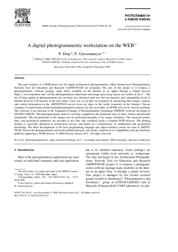 (PDF) A digital photogrammetric workstation on the WEB