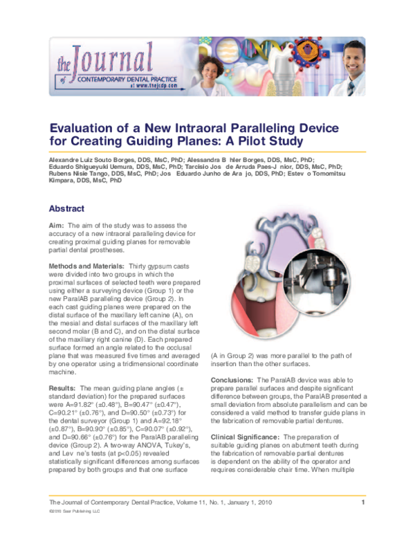 (PDF) Evaluation of a new intraoral paralleling device for creating ...