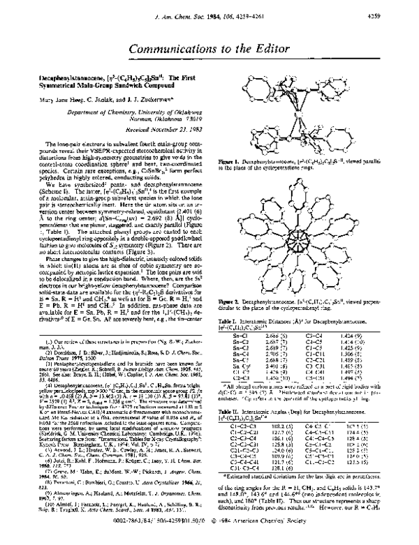 (PDF) Decaphenylstannocene, [.eta.5-(C6H5)5C5]2SnII: the first ...