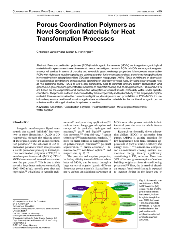 (PDF) Porous Coordination Polymers as Novel Sorption Materials for Heat ...